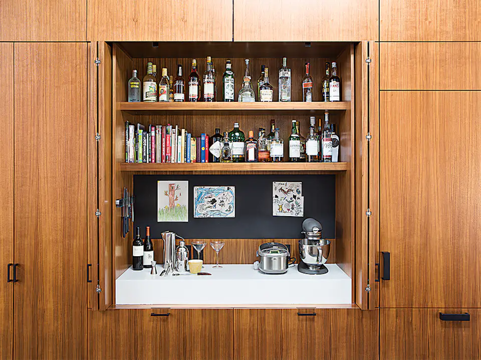 Photo 1 of 5 in 5 Hidden Home Bars from A Meticulous Renovation Turns a ...