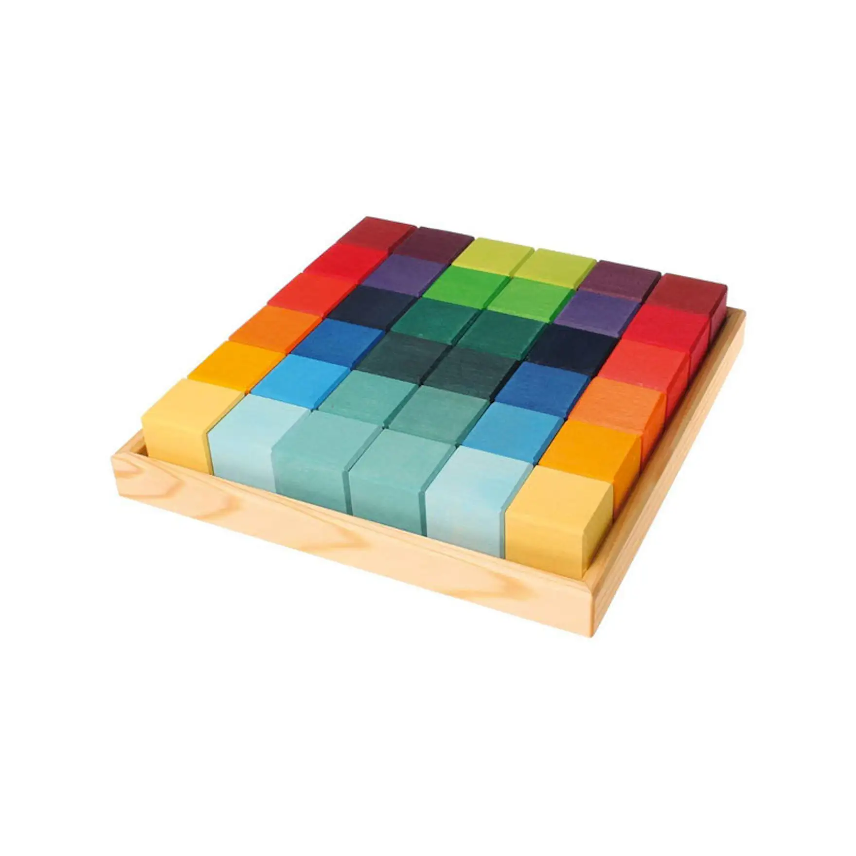 Grimm’s Mosaic Square of 36 Wooden Cube Blocks With Storage Tray by ...
