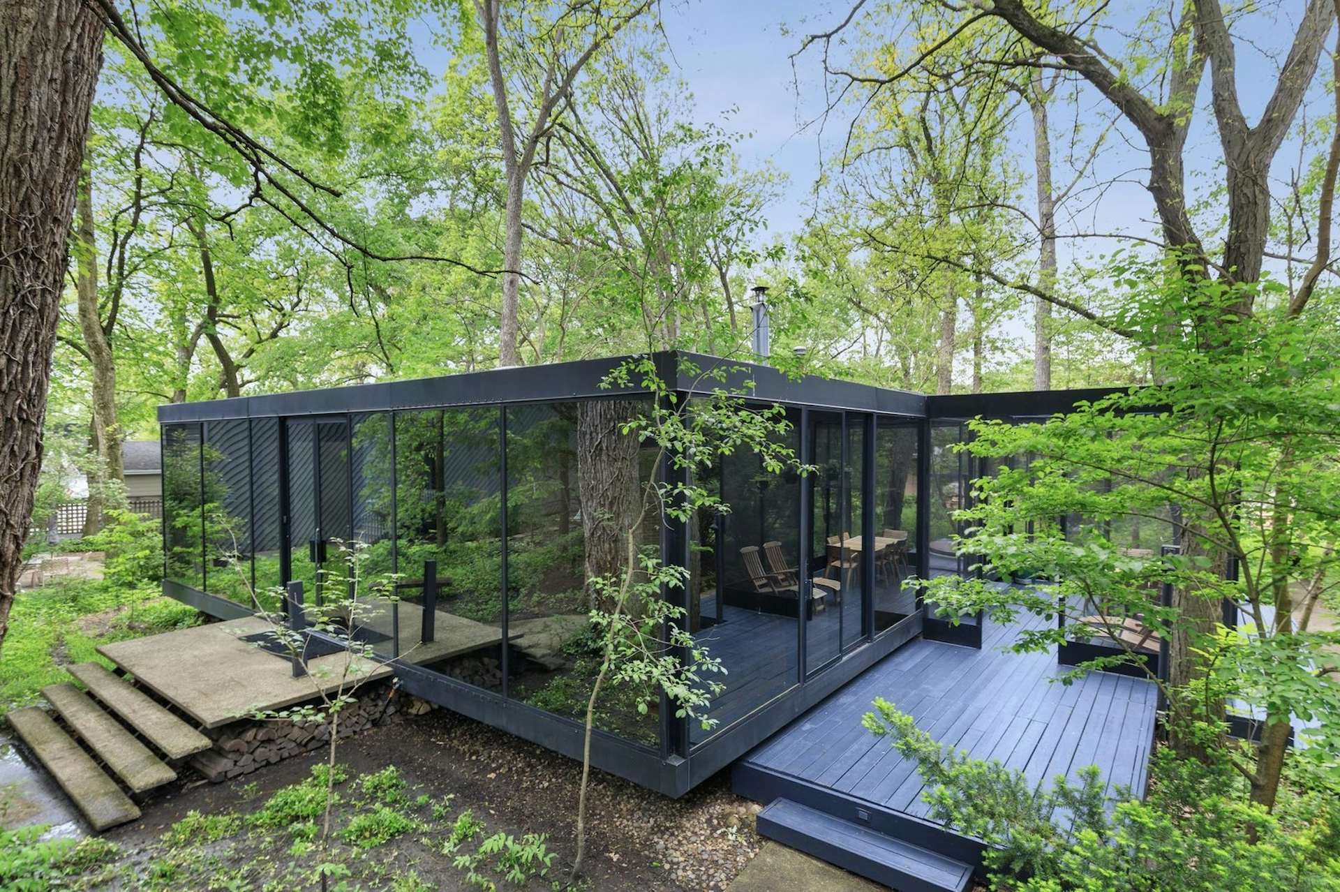 Photo 2 Of 15 In A Blackened Steel And Glass House Outside Of Chicago Hits The Market For 825k