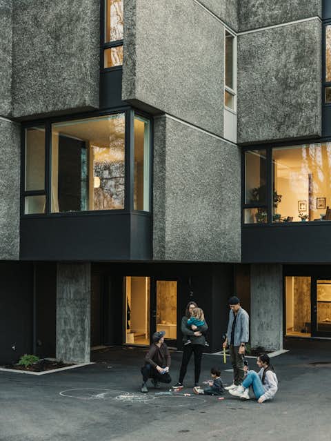 Photo 3 of 15 in A Group of Brutalist Townhomes Brings a Bit of Relief ...