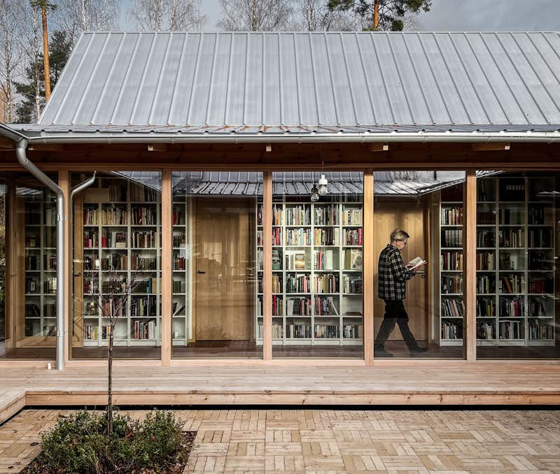 This Book-Filled Swedish Cabin Is a Bibliophile’s Dream - Dwell
