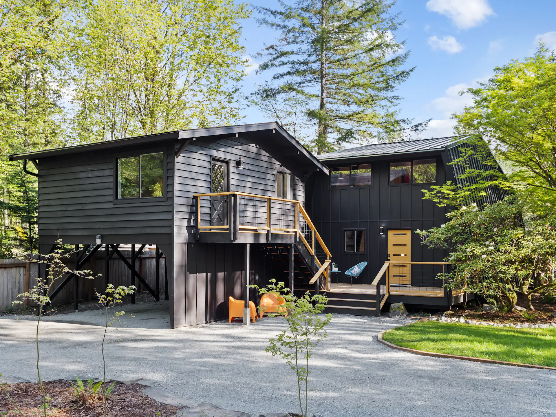 Photo 3 of 11 in Near Seattle, a Matte-Black Midcentury Cabin Lists for ...