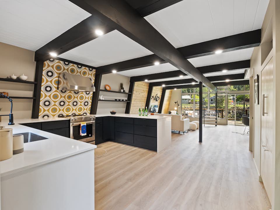 Photo 3 of 11 in Near Seattle, a Matte-Black Midcentury Cabin Lists for ...