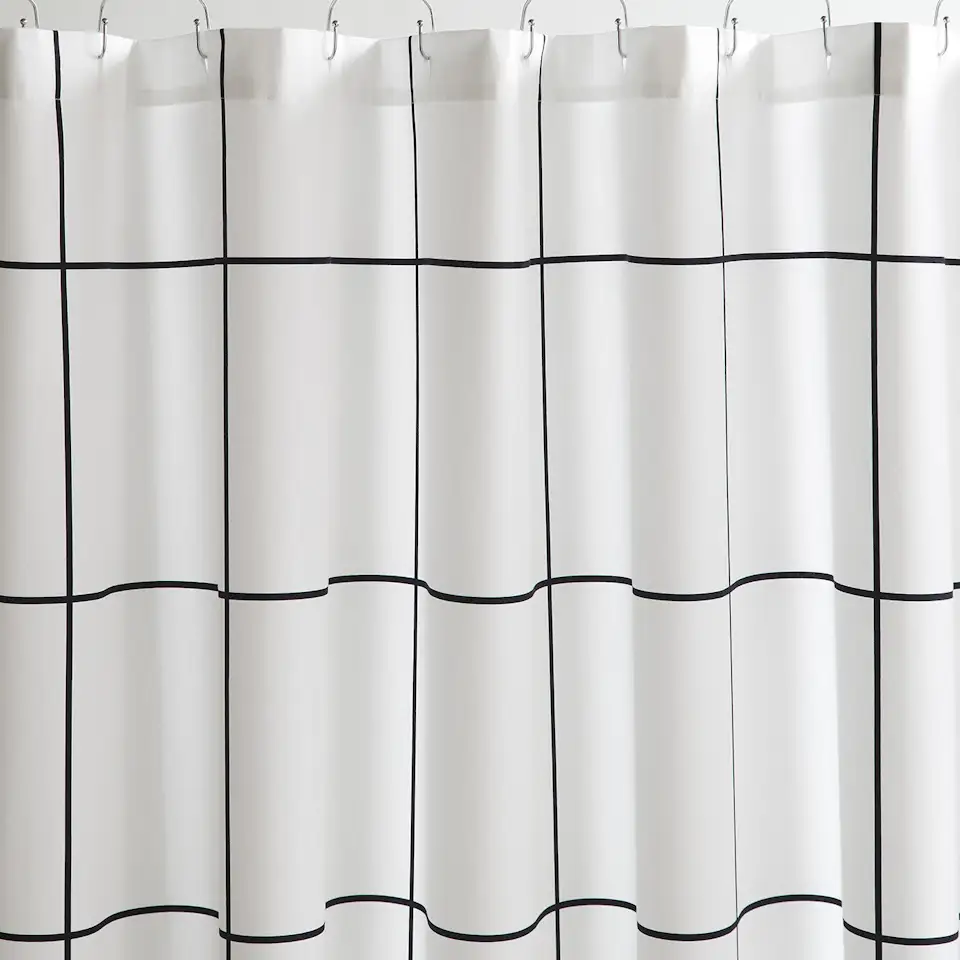 Grid Black Shower Curtain by Unison - Dwell