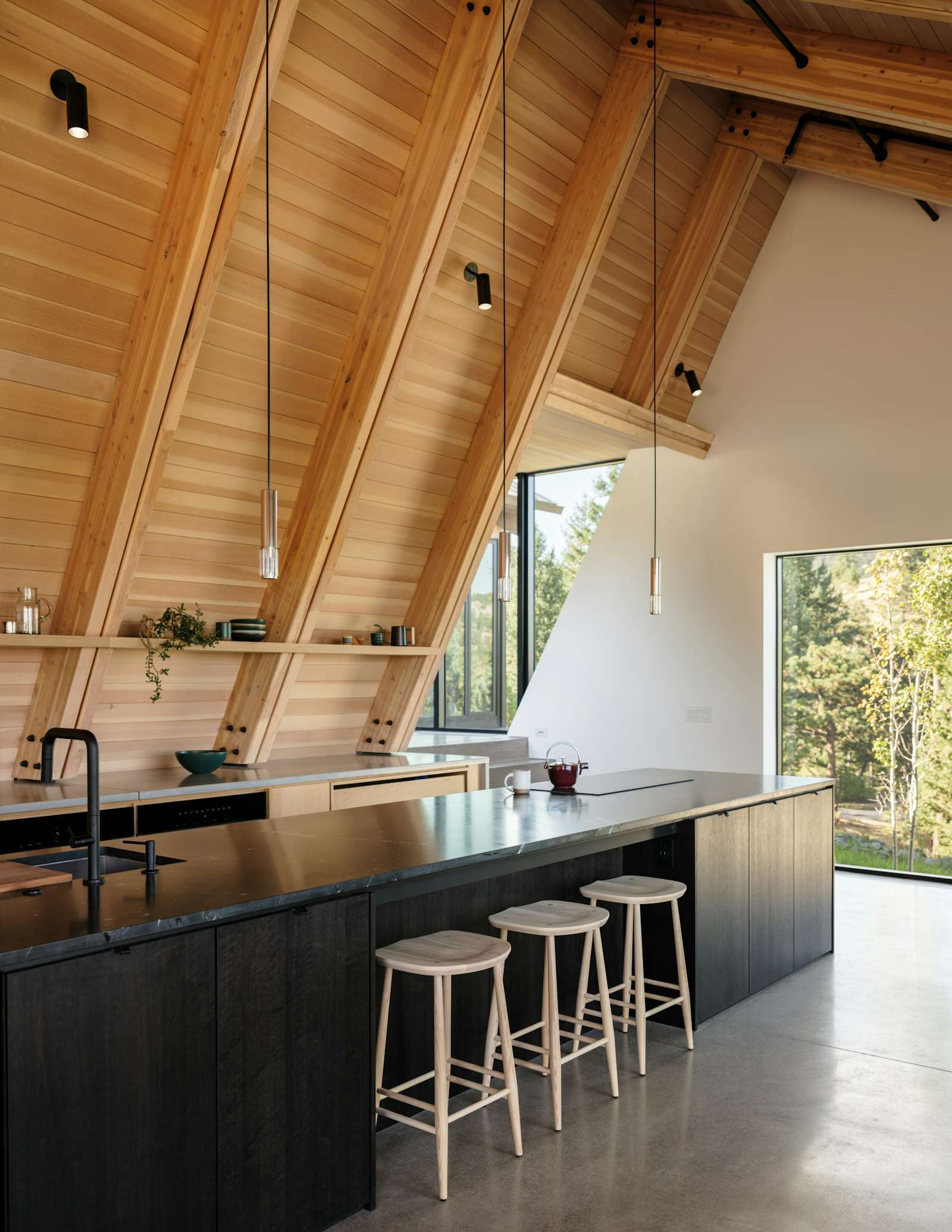 Photo 11 of 18 in Three Tilting A-Frames Form a Net-Zero Mountain ...