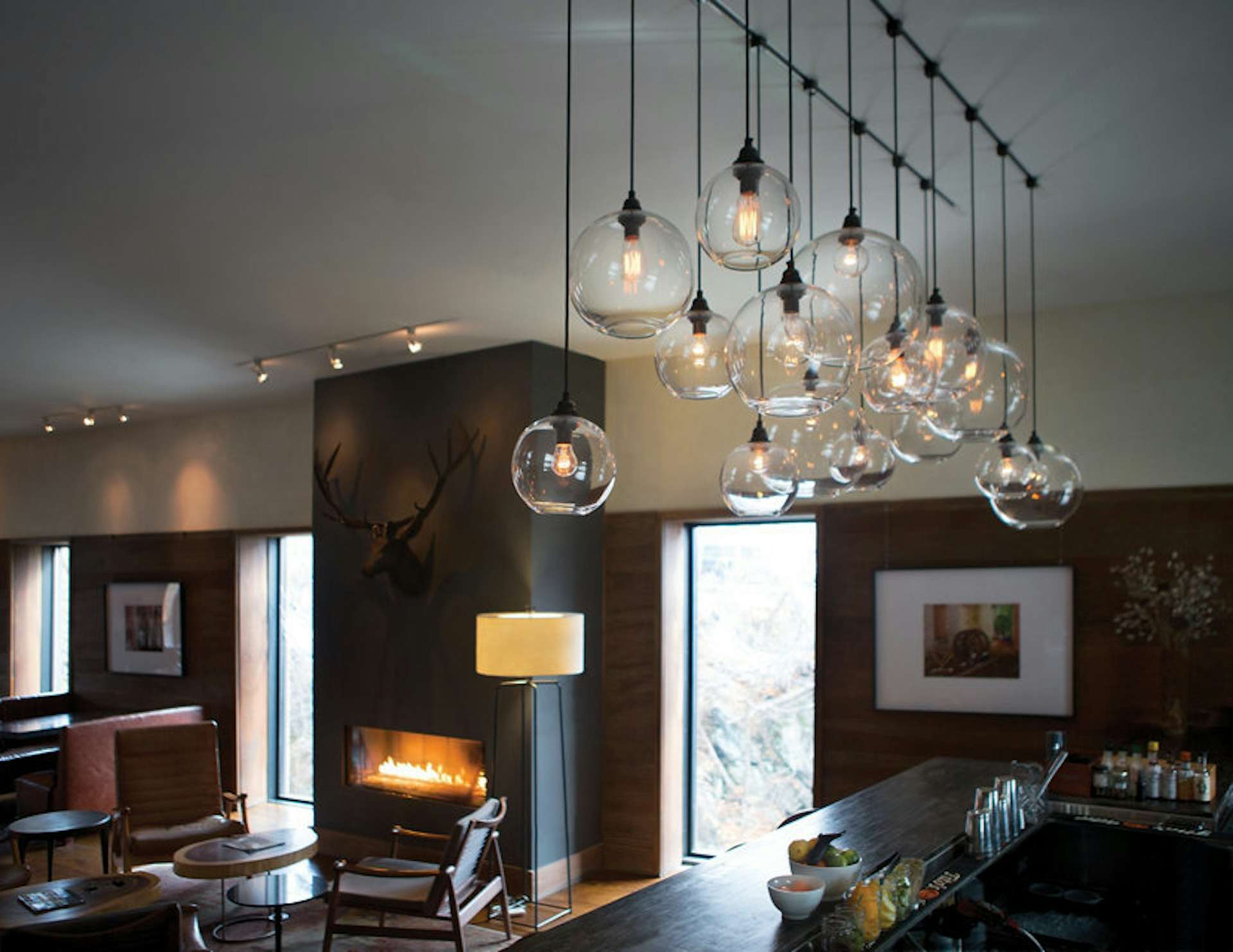 Modern Restaurant Lighting at Adorns Creekside Hotel and Bar - Dwell