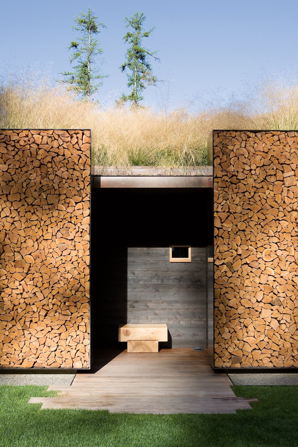 Photo 3 of 14 in Stacked-Wood Walls Tie This Eco-Friendly Camp to the ...