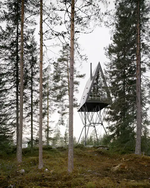 Photo 3 of 14 in These Nordic A-Frame Cabins Offer Thrilling Treetop ...