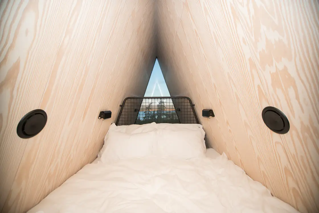 Photo 10 of 14 in These Nordic A-Frame Cabins Offer Thrilling Treetop ...