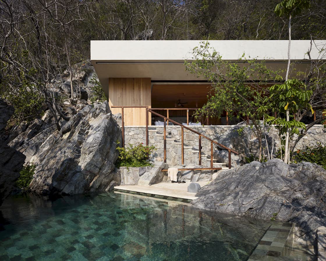 In Mexico, a Modern Palapa and Pool Are Carved Into a Rocky Slope - Dwell