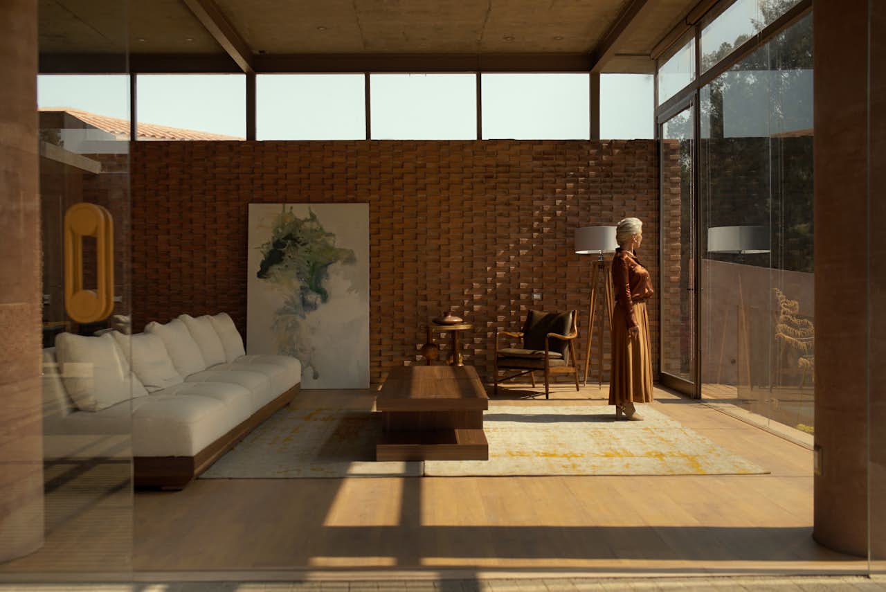 Photo 8 of 14 in A Brick-and-Concrete Home With a Library Emphasizes ...