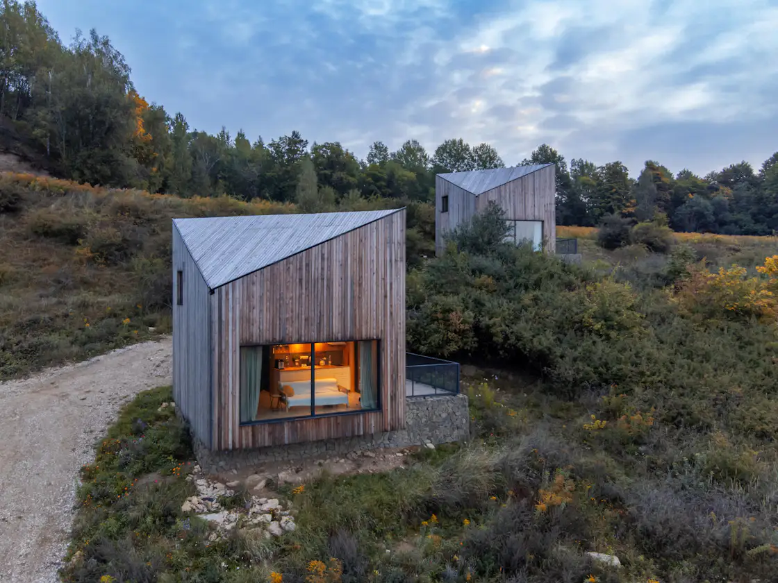 Photo 6 of 16 in Two Tiny Cabins Perched on Plinths Take In Valley ...