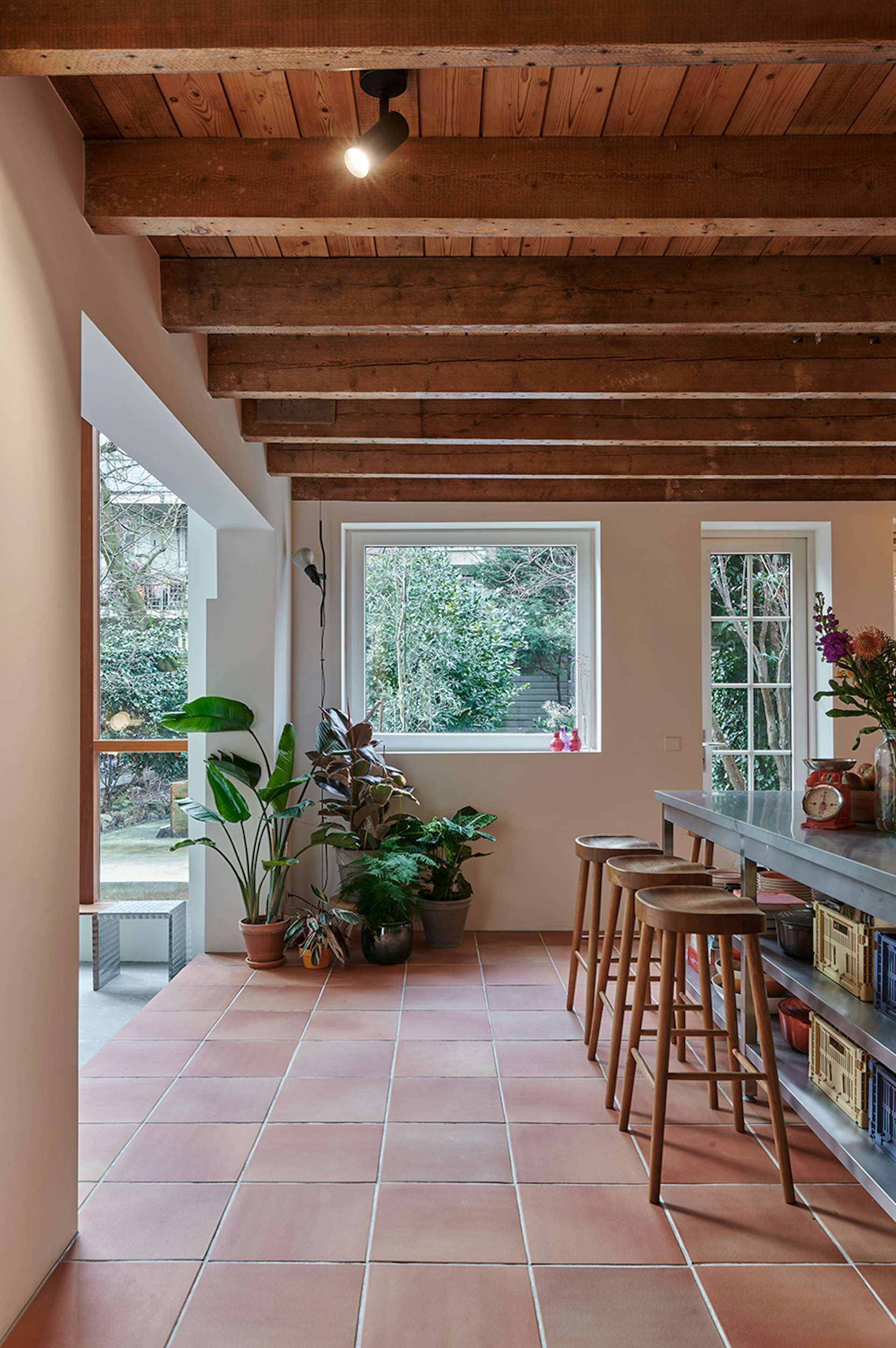 Photo 2 of 11 in A Blue Felt Stair Pops in This Rustic Rotterdam Home ...