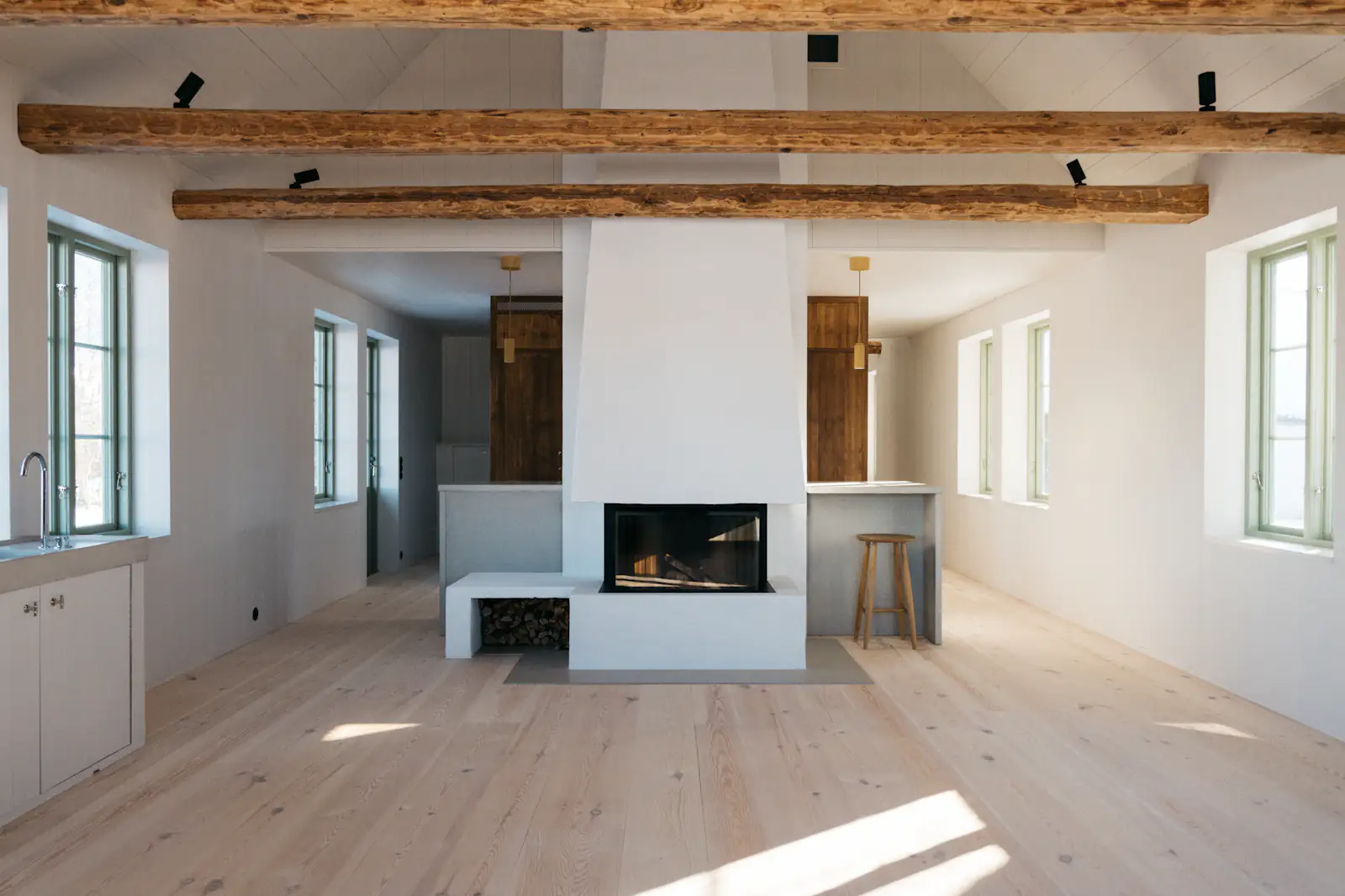 Living Room Wood Burning Fireplace Design Photos and Ideas - Dwell